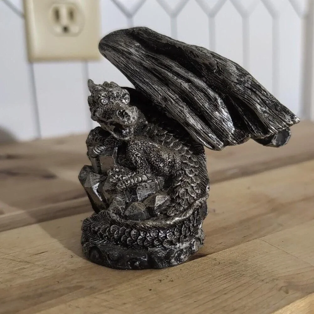 Unbranded | Art | Winged Dragon Sitting On Crystal Cluster Figurine ...